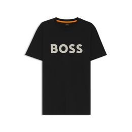 BOSS Orange Herren T-Shirt "Thinking", schwarz, Gr. M, bedruckt, unifarben, Jersey, Obermaterial: 100% Baumwolle, Shirts, Rundhalsausschnitt, Regular