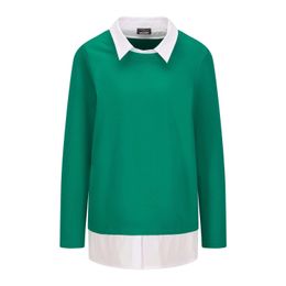 GOLDNER Damen Langarmshirt "Kurzgr&ouml;&szlig;e Elegantes 2-in-1 Business-Oberteil", gr&uuml;n, Gr. 20, Obermaterial: 94% Baumwolle CO. 6% Elasthan EL., Shirts,