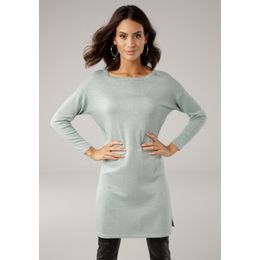Laura Scott Damen Longpullover, gr&uuml;n, Basic, Gr. 46, meliert, unifarben, Feinstrick, Obermaterial: 70% Viskose, 30% Polyamid, Pullover, Feinstrick