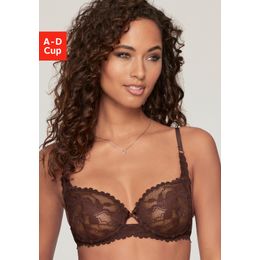 Lascana Damen B&uuml;gel-BH, Gr. 85, braun, Spitze, Obermaterial: 90% Polyamid, 10% Elasthan, BHs, mit Cut-Out rundherum aus Spitze, sexy Dessous