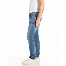 Replay Herren Slim-fit-Jeans "Anbass", blau, Gr. 32, Denim/Jeans, Obermaterial: 91% Baumwolle, 6% Elastomultiester, 3% Elasthan, Jeans