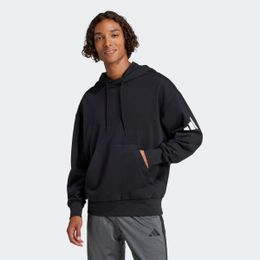 Herren Kapuzensweatshirt "ESSENTIALS LOOSE-FIT 3-STREIFEN LOGO FRENCH TERRY HOODIE", schwarz-wei&szlig;, Gr. XL, adidas Sportswear, Obermaterial: 55%