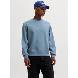 Jack & Jones JACK & JONES Herren Sweatshirt "JJESTAR BASIC SWEAT CREW NECK NOOS", blau, Gr. S, unifarben, angeraute Sweatware, Obermaterial: 70% Baumwolle, 30%