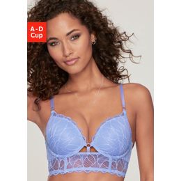 Lascana Damen Push-up-BH "Alicia", Gr. 80, blau, Microtouch, Obermaterial: 90% Polyamid, 10% Elasthan, BHs, in Bustier Form, sexy Dessous