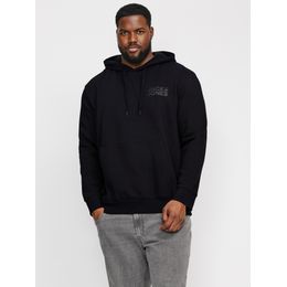 Jack & Jones PlusSize Herren Kapuzensweatshirt "JJECORP LOGO SWEAT HOOD NOOS PLS", schwarz, Gr. XXXL, JACK & JONES PLUSSIZE, bedruckt, angeraute Sweatware, Obermaterial: