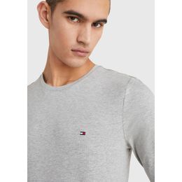 Tommy Hilfiger Herren Langarmshirt "STRETCH SLIM FIT LONG SLEEVE"light grau melange, Gr. XXL, bestickt, unifarben, Single Jersey, Obermaterial: 96%