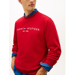 Tommy Hilfiger Herren Sweatshirt "TOMMY LOGO", rot, Gr. L, Sweatware, Obermaterial: 70% Baumwolle, 30% Polyester, Sweatshirts, unifarben, casual,