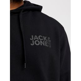 Jack & Jones PlusSize Herren Kapuzensweatshirt "JJECORP LOGO SWEAT HOOD NOOS PLS", schwarz, Gr. XXXL, JACK & JONES PLUSSIZE, bedruckt, angeraute Sweatware, Obermaterial: