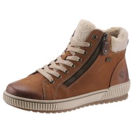 Remonte Damen Winterboots, Gr. 39, braun, Leder, Textil, Fellimitat, Schuhe, Schn&uuml;rboots, Stiefelette, Casual-Boots mit Tex-Ausstattung