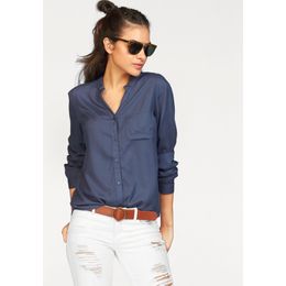 AJC Damen Hemdbluse, lila, Gr. 34, Web, Obermaterial: 100% Viskose, Blusen, mit kleinem Stehkragen und Brusttasche