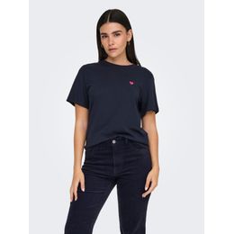 Jacqueline de Yong JDY Damen Kurzarmshirt "JDYPISA S/S PRINT TOP JRS NOOS", blau, Gr. L, bedruckt, Jersey, Obermaterial: 100% Baumwolle, Shirts, Baumwolle, regular fit