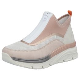 Rieker Damen Schlupfboots, Gr. 38, beige, Nubuklederimitat, Textil, Schuhe, Keilabsatz, Freizeitschuh, High Top-Sneaker, Rei&szlig;verschluss