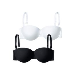 Damen Schalen-BH, PETITE FLEUR BY LASCANA, Gr. 75, schwarz, Jersey, Obermaterial: 93% Baumwolle, 7% Elasthan, Basic, BHs, mit abnehmbaren Tr&auml;gern,