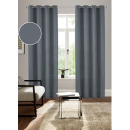 Vorhang Bruno Banani, B:140cm H:225cm, grau, Polyester, Polyester, Wohnzimmer, Gardinen, "Lagan", 2-er Set, gewebt, Microfaser, versch. Gr&ouml;&szlig;en,