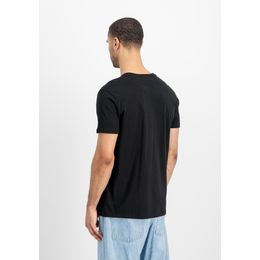 Herren Rundhalsshirt "Label T 2 Pack", schwarz-wei&szlig;, Gr. L, Alpha Industries, unifarben, Single Jersey, Obermaterial: 100% Baumwolle, Shirts