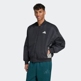 Herren Bomberjacke "STADIUM", schwarz-wei&szlig;, Gr. L, adidas Sportswear, Obermaterial: 100% Polyamid, Jacken