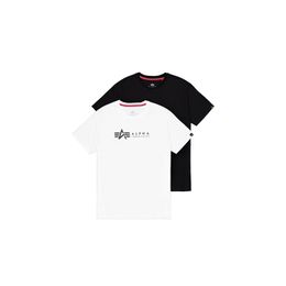 Herren Rundhalsshirt "Label T 2 Pack", schwarz-wei&szlig;, Gr. XL, Alpha Industries, unifarben, Single Jersey, Obermaterial: 100% Baumwolle, Shirts