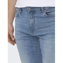 Only & Sons ONLY & SONS Herren Slim-fit-Jeans "ONSLOOM SLIM LBD 8263 AZG DNM NOOS", blau, Gr. 29, Abriebeffekte, Denim/Jeans, Obermaterial: 99% Baumwolle, 1%