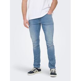 Only & Sons ONLY & SONS Herren Slim-fit-Jeans "ONSLOOM SLIM LBD 8263 AZG DNM NOOS", blau, Gr. 32, Abriebeffekte, Denim/Jeans, Obermaterial: 99% Baumwolle, 1%
