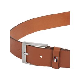 Tommy Hilfiger Herren Lederg&uuml;rtel "ADAN 3.5 cm breit EXT", braun, Gr. 80, unifarben, Rindsleder, G&uuml;rtel, Metalllogopatch, Einfachdornschnalle