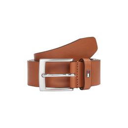 Tommy Hilfiger Herren Lederg&uuml;rtel "ADAN 3.5 cm breit EXT", braun, Gr. 120, unifarben, Rindsleder, G&uuml;rtel, Metalllogopatch, Einfachdornschnalle