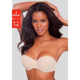 Damen Schalen-BH, PETITE FLEUR BY LASCANA, Gr. 80, beige, Jersey, Obermaterial: 93% Baumwolle, 7% Elasthan, Basic, BHs, mit abnehmbaren Tr&auml;gern,