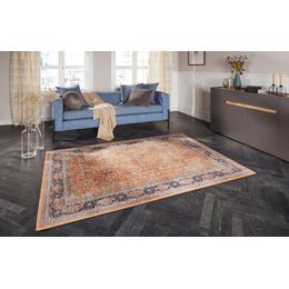 Teppich ELLE DECORATION, B:80cm H:5mm L:150cm, gold, Polyester, Wohnzimmer, Teppiche, "Keshan Maschad", Orientalisch, L&auml;ufer, Kurzflor, Vintage,