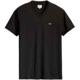 Levi's LEVI'S Herren V-Shirt "LE ORIGINAL HM VNECK", schwarz, Gr. L, unifarben, Jersey, Obermaterial: 100% Baumwolle, Shirts, mit Logostickerei