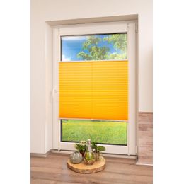 Plissee K-home, B:30cm H:130cm, gelb, Obermaterial: 100% Polyester, Badezimmer, Plissees, "Klemmfix Pisa", Crushed-Optik