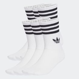 Herren Sportsocken "3-STREIFEN CREW, 6 PAAR", adidas originals, Gr. M, wei&szlig;, Obermaterial: 100% Polyamid, Socken, f&uuml;r Erwachsene, geripptes Material