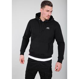 Herren Kapuzensweatshirt "Hoody Small Logo", schwarz, Gr. S, Alpha Industries, bedruckt, angeraute Sweatware, Obermaterial: 80% Baumwolle, 20%