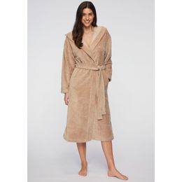 Lascana Damen Bademantel, Gr. S, beige, Baumwolle, Hausm&auml;ntel