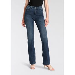MAC Damen Bootcut-Jeans "Dream-Boot", blau, Gr. 34, Abriebeffekte, Denim/Jeans, Obermaterial: 90% Baumwolle, 7% Elastomultiester, 3% Elasthan, Jeans,