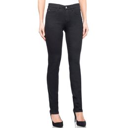 WONDERJEANS Damen Slim-fit-Jeans "Classic", schwarz, Gr. 46, Abriebeffekte, Denim/Jeans, Obermaterial: 65% Baumwolle, 29% Polyester, 6% Elasthan,