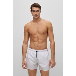 BOSS Herren Badeshorts "Iconic", wei&szlig;, Gr. XXL, unifarben mit Farbeinsatz, Microfaser, Polyester, Badehosen, mit Ges&auml;&szlig;tasche