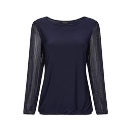 GOLDNER Damen Langarmshirt "Kurzgr&ouml;&szlig;e Edles Langarmoberteil mit Glitzer&auml;rmeln", blau, Modisch, Gr. 22, Obermaterial: 95% Polyester PES. 5% Elasthan
