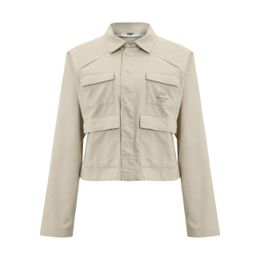 Allwetterjacke DEF "DEF DEF Worky Jacket", Damen, Gr. L, beige, 64% Baumwolle, 33% Polyester, 3% Elasthan, unifarben, loose fit, ohne Ausschnitt, Jacken