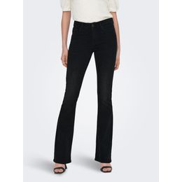 Only Damen Bootcut-Jeans "ONLBLUSH MID FLARED DNM TAI1099 NOOS", schwarz, Gr. XS, Denim/Jeans, Obermaterial: 92% Baumwolle, 6% Elasthan, 2% sonstige