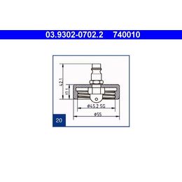 ATE Entl&uuml;fterstutzen 03.9302-0702.2