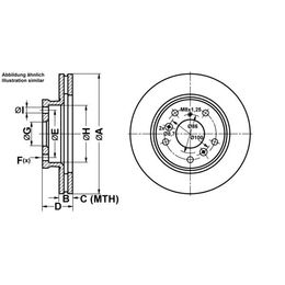 ATE Bremsscheibe 24.0124-0105.1 vorne rechts links bel&uuml;ftet 264mm f&uuml;r MAZDA FORD GJ55-33-25XA GJ55-33-25XC GJ25-33-25XD