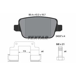 TEXTAR Bremsbelagsatz, Scheibenbremse 2453702 hinten rechts links mit Zubeh&ouml;r f&uuml;r LAND ROVER VOLVO 30794553 LR134697 LR003657