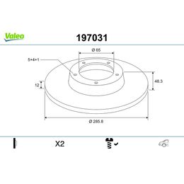 Valeo Bremsscheibe 197031 hinten rechts links voll 282mm f&uuml;r SKODA VW (SVW) SEAT AUDI 5Q0615601G 1K0615601AD 1K0615601M