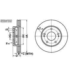 ATE Bremsscheibe 24.0124-0142.1 vorne rechts links bel&uuml;ftet 256mm f&uuml;r MITSUBISHI MB618799 MB668108