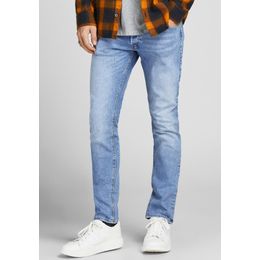 Jack & Jones JACK & JONES Herren Slim-fit-Jeans "JJIGLENN Jeans mit schmaler Beinform und Stretch f&uuml;r Komfort", blau, Gr. 29, Abriebeffekte, Denim/Jeans,