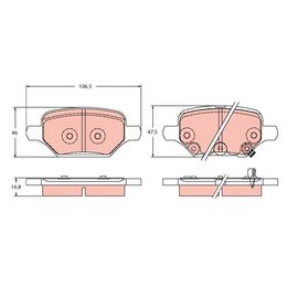 TRW Bremsbelagsatz, Scheibenbremse GDB2406 hinten rechts links f&uuml;r VAUXHALL OPEL CHEVROLET 42539412 42539413