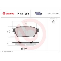 Brembo Bremsbelagsatz, Scheibenbremse P 54 063 hinten rechts links ohne Zubeh&ouml;r f&uuml;r MITSUBISHI (GAC) 4605B989 4605B987 4605B989S1