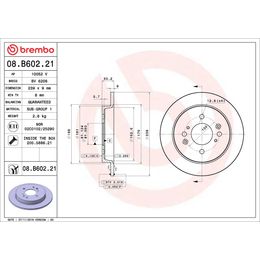 Brembo Bremsscheibe 08.B602.21 hinten rechts links voll 239mm f&uuml;r HONDA 42510T5B950 42510T5B951