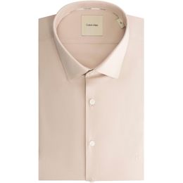 Calvin Klein Herren Businesshemd "POPLIN STRETCH SLIM SHIRT", rosa, Gr. 45, unifarben, Popeline, Obermaterial: 97% Baumwolle, 3% Elasthan, Hemden,
