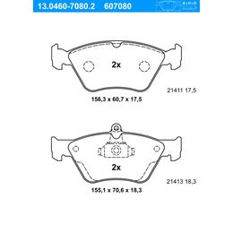 ATE Bremsbelagsatz, Scheibenbremse 13.0460-7080.2 vorne rechts links f&uuml;r VAUXHALL SAAB OPEL 4483723 4648457 1605003