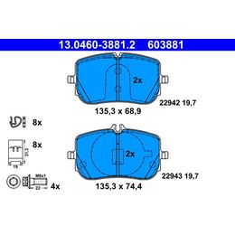 ATE Bremsbelagsatz, Scheibenbremse 13.0460-3881.2 vorne rechts links mit Zubeh&ouml;r f&uuml;r MERCEDES-BENZ A0004205303 A0004207100 0004207100